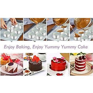 TeamFar 4 Inch Cake Pan, 6 Pcs Layer Baking Round Cake Pans Set Stainless Steel, For Baking Steaming Serving, Healthy & Sturdy, Mirror Finish & Dishwasher Safe