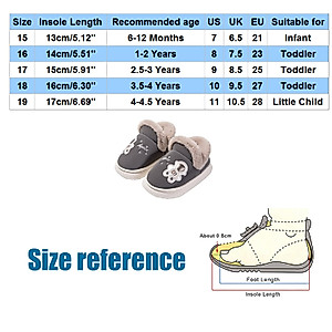 Girls Boys Cartoon Home Slippers Warm House Slippers for Toddler Lined Winter Indoor Shoes Princess Shoes for Girls (Grey, 1-2 Years)