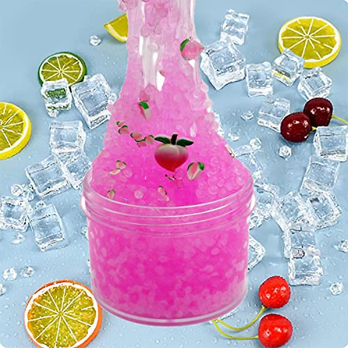 SBRBANNC 2pcs Rice Cruchy Slime,Glimmer Slime with Glue,Super Soft & Non-Sticky,Educational Stress Relief Toy,Birthday Gifts for Girl and Boys.