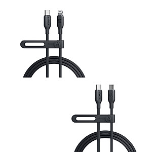 Anker 543 USB C to USB C Cable (100W 6ft), USB 2.0 Bio-Based Charging Cable USB-C to Lightning Cable, 541 Cable (6ft), MFi Certified, Bio-Based Fast Charging Cable (Phantom Black)