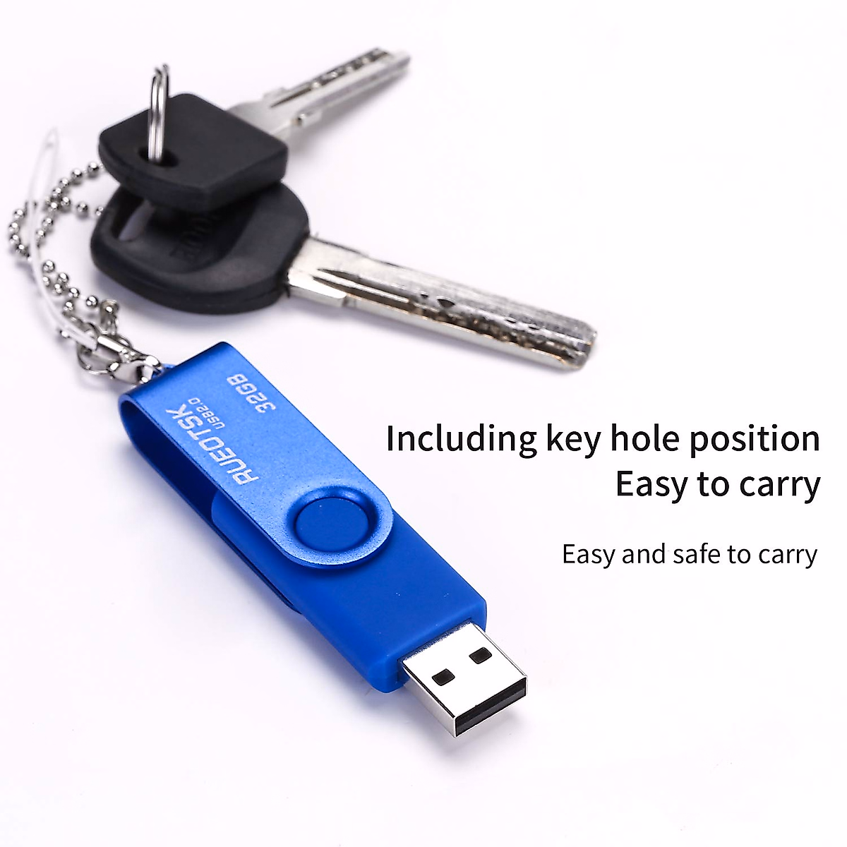 RUEOTSK USB Flash Drive 2 Pack 32GB Rotatable USB 2.0 Pen Drive Flash Memory Drive (Blue Black) (XZ-2PCS-32G-002)