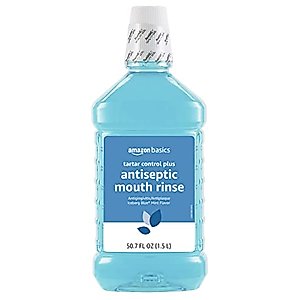 Amazon Basics Tartar Control Plus Antiseptic Mouth Rinse, Iceberg Blue Mint, 1.5 Liters, 50.7 Fluid Ounces, 1-Pack (Previously Solimo)