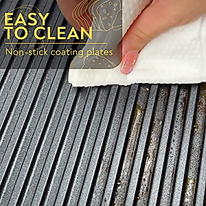 soseki Panini Press, 1500W Heat Fast Non-stick Panini Maker, Multi-functional 180-degree Opening Design Panini Press Sandwich Maker