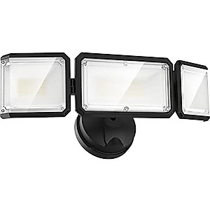 LEPOWER 42W Flood Lights Outdoor - 4200LM High Brightness LED Security Lights Outdoor with 3 Heads, Switch Controlled Exterior Flood Light & 220° Wide Angle, IP65 Waterproof for Garage, Yard, Porch