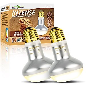 REPTI ZOO 50W Reptile Heat Lamp Bulb,2 Pack Intense Spot Basking Light,UVA Daylight Heating Lamp Bulb for Reptile & Amphibians & Chicken Brooder,Bearded Dragon, Lizard, Tortoise