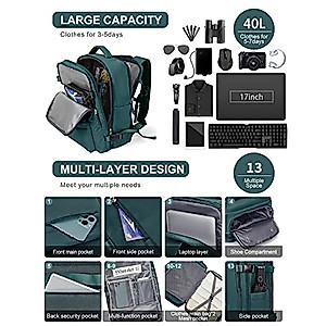 winspansy Carry on Backpack,Travel Backpack for Women Men Airline Approved Personal Item Size Hiking Gym Backpack Weekender Casual Daypack Backpack Waterproof Bag with Shoe Compartment, Peacock Blue