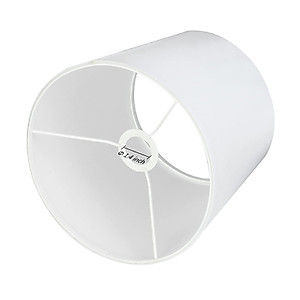 Set of 2 Double Medium Lamp Shades, White Drum Lamp Shade for Table Lamp and Floor Light, Fabric Natural Linen Handmade, 8x10x8.5 inch, Spider (White)