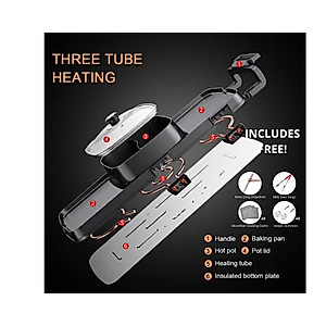 Soup N Grill V3 Hotpot Grill Combo, Indoor Korean BBQ, Shabu Shabu Electric Hot Pot with Divider, Portable with Free Strainer Scoops, Extra Long Chopsticks, Tongs, Cloths, Smokeless Grill