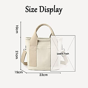 WITATAOGE Large Capacity Multi-Pocket Handbag Canvas Tote Crossbody Shoulder Bag Top Handle Purse for School Daily Travel (Beige)
