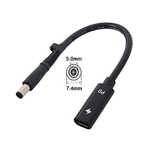 JSER Type C USB-C Female Input to DC Power PD Charge Cable fit for Laptop 18-20V (7.4x5.0mm)…