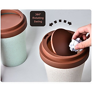 Mini Waste Bin Rolling Cover Desktop Trash Can Paper Basket Table Container Storage for Home Office Bathroom (Green)