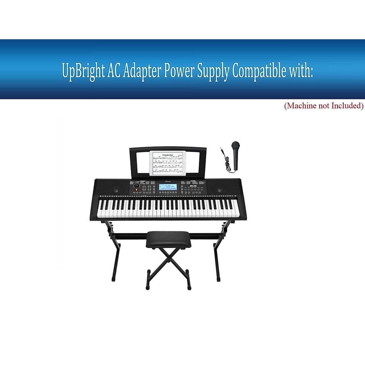 UpBright 9V AC/DC Adapter Compatible with Donner DEK-610 DEK610 Keyboard Piano Beginner 61 Key Electronic Portable Full Size Keyboard 9VDC 1A Switching Power Supply Cord Cable PS Battery Charger PSU