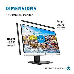HP 24mh FHD Monitor - Computer Monitor with 23.8-Inch IPS Display (1080p) - Built-In Speakers and VESA Mounting - Height/Tilt Adjustment for Ergonomic Viewing - HDMI and DisplayPort - (1D0J9AA#ABA)