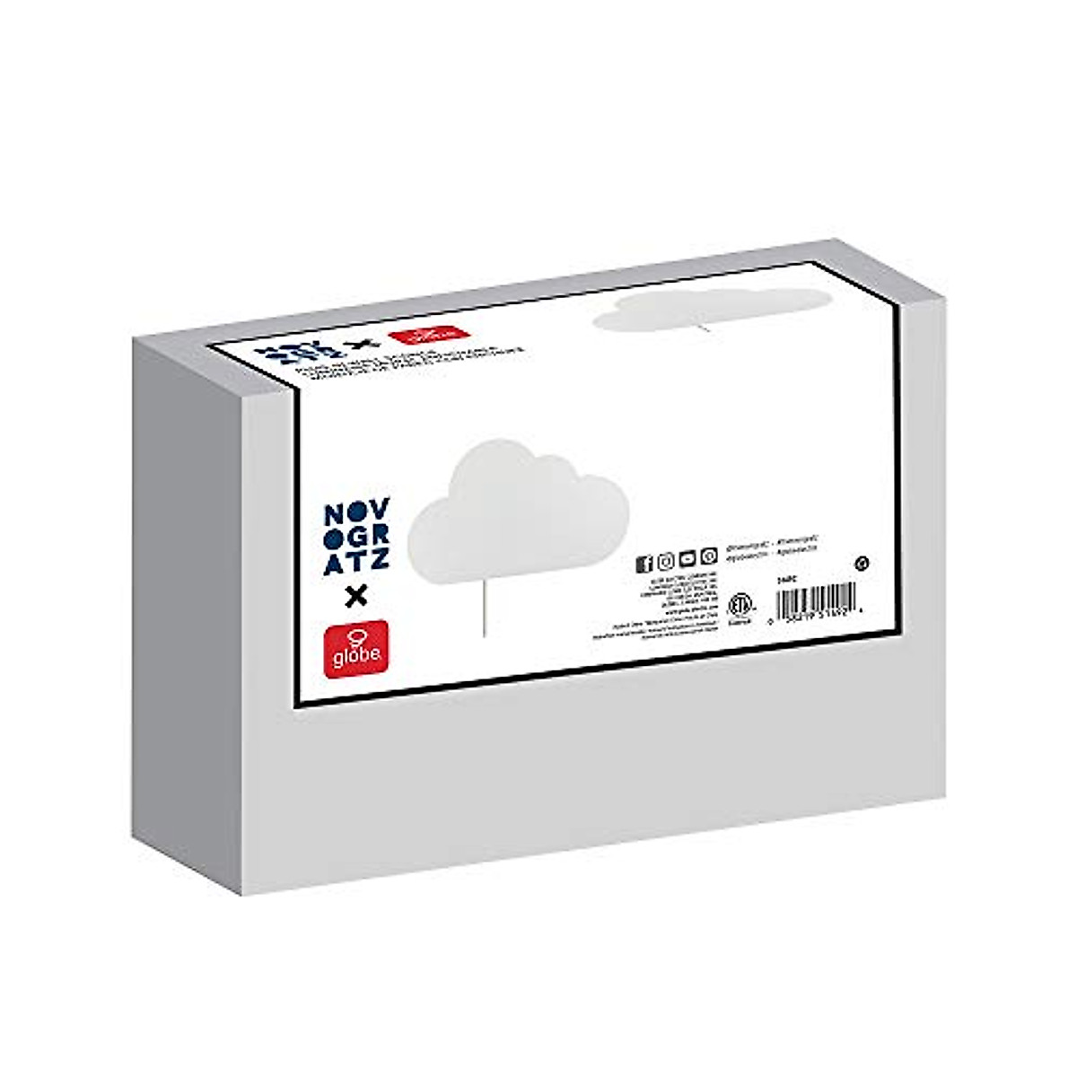 Globe Electric 51492 1-Light Floating Cloud Plug-in Wall Sconce, Matte White, 6ft Clear Cord, Inline On/Off Rocker Switch, Wall Lights for Bedroom Plug in, Kitchen Sconces Wall Lighting