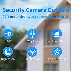 MORESEC Outdoor Security Cameras, Wireless WiFi Light Bulb 1080P Dome Surveillance Cameras 360° View Full-Color Night Vision 2.4GHz WiFi Cameras for Home Security, Easy Installation #ZZ