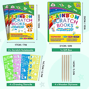 ZMLM Scratch Paper Art Craft Gift: 2 Pack Rainbow Scratch Set for Kids Drawing Coloring Craft Black Magic Art Supplies Kits Easter Basket Stuffers for Girls Boys Birthday Valentines Day Toys