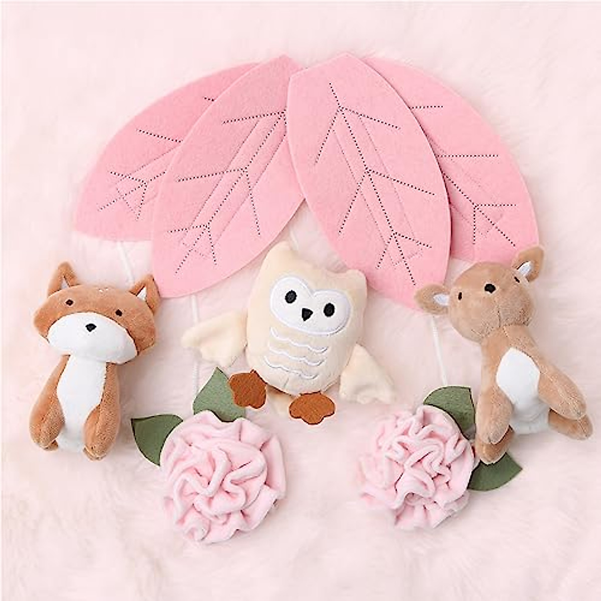 The Peanutshell Woodland Musical Crib Mobile for Girls