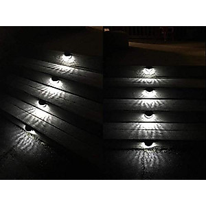 Lxcom Lighting Solar Powered Wall Lights 4 Pack Solar Power Fence Lights Outdoor Solar Stair Lights 2 LED Step Light Wall Mount Garden Path Step Lights for Garden Fence Walkways Stairways Path Pathway