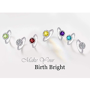 IVY & BAUBLE White Gold-Plated Halo Set Solitaire Cubic Zirconia Engagement Rings for Women | Simulated July Birthstone| Size 10