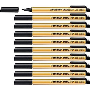 STABILO Eco-Friendly Fibre-Tip Sign Pen GREENpoint - Pack of 10 - Black