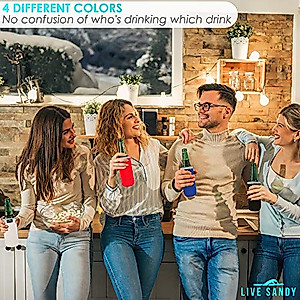 Slim Beer Can Cooler Sleeves – Independence Collection - 4 Pack Neoprene Insulated Stubby Holder for Slim Cans Fits 12 oz White Claws Ultras Cans