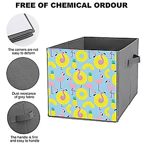 Flamingo and Pineapple Large Cubes Storage Bins Collapsible Canvas Storage Box Closet Organizers for Shelves