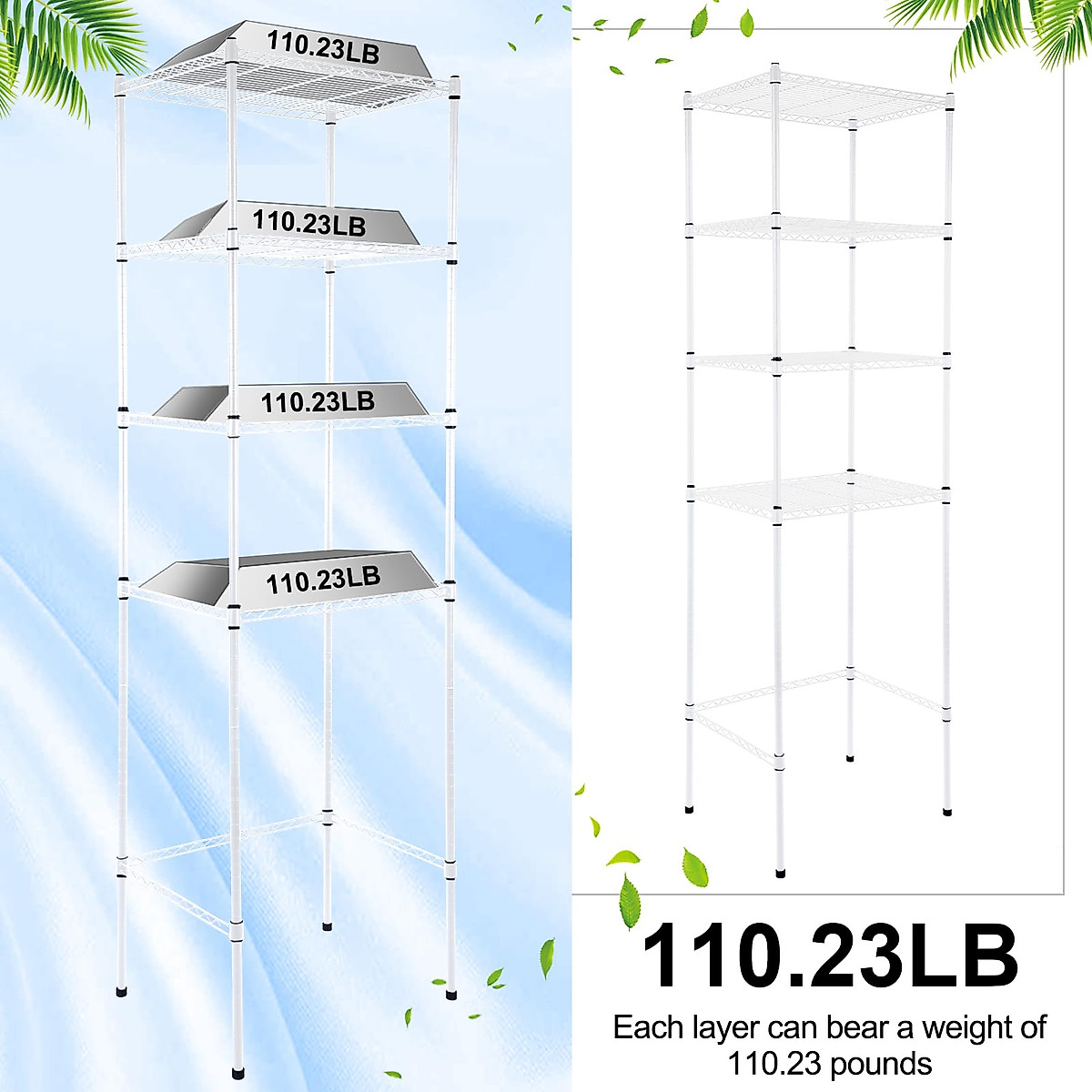 Huwena 4 Tier Mini Fridge Stand with Storage for Dorm Microwave Stand Over Mini Fridge Storage Shelf Adjustable Height Mini Fridge Organizer for College Rooms Kitchen Pantry (White)