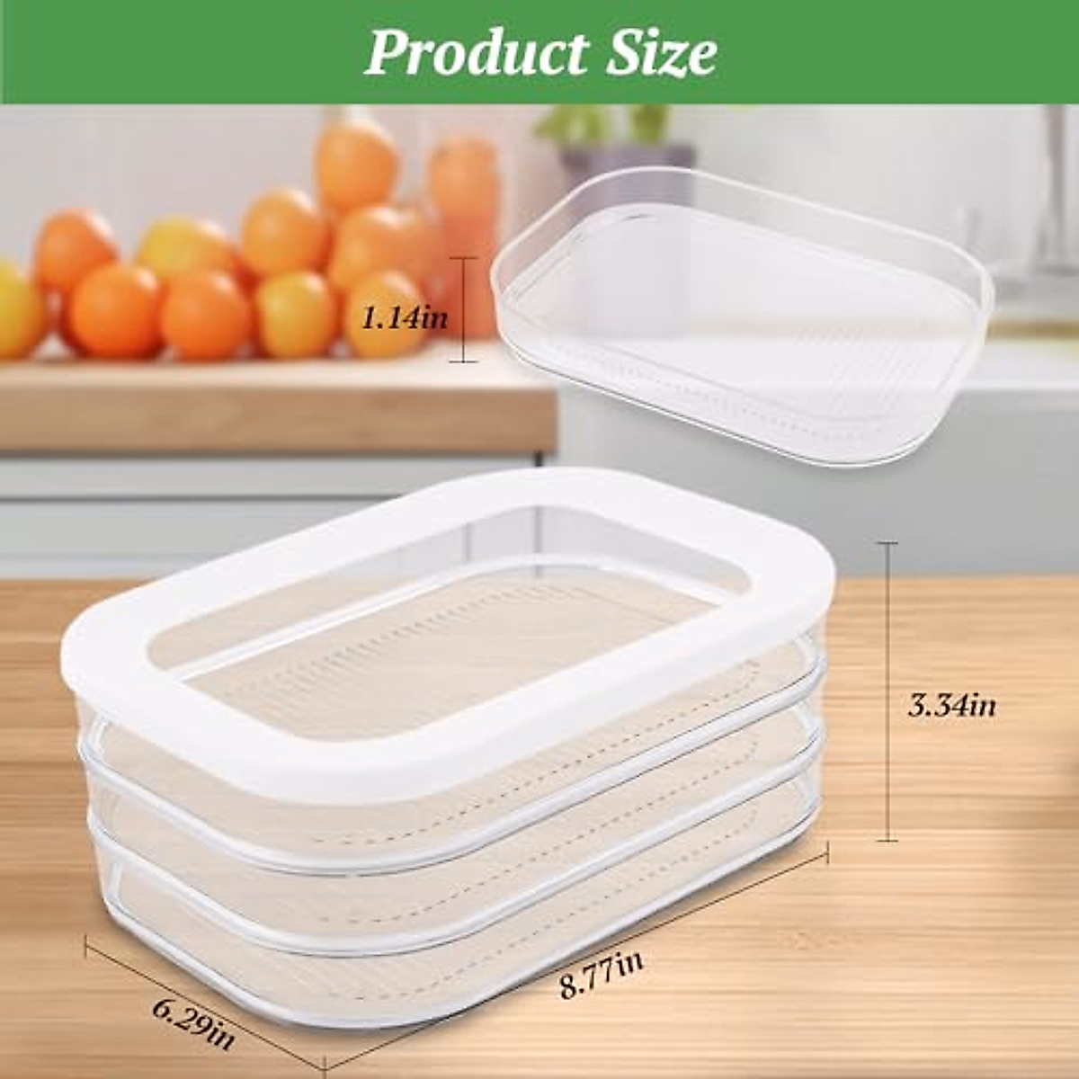 Feunu Deli Meat Container for Fridge, 3pcs BPA-Free Rectangular Lidded Box with Flip Top Lid, 18.6oz Each, 5x6 inches
