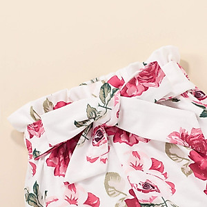 Chyrbaby Infant Baby Girl Clothes Newborn Girls Outfit Ruffle Romper Ribbed Bodysuit Floral Pants Set With Headband…