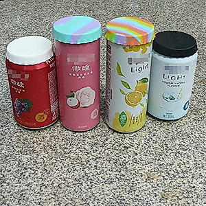 Soda/Beverage/Beer Saver Can Lids, Silicone Can Stopper Covers with No Spill - Fits standard Soda/Beverage/Beer cans (6 Pack, Assorted)