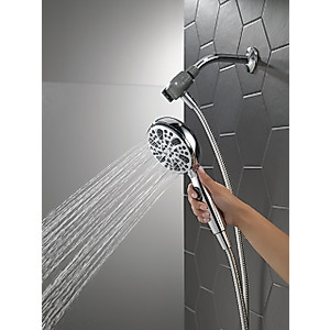 Delta Faucet 6-Setting SureDock Magnetic Shower Head with Handheld Spray, Chrome Shower Head with Hose, Round Shower Head, Showerheads & Handheld Showers, MagnaTite Docking, Chrome 75609