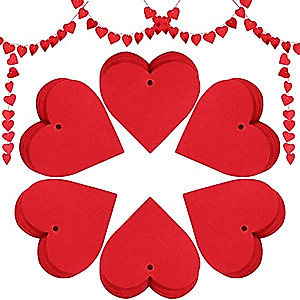 6 Sets 300 Pieces Valentine Heart Shape Paper Cutouts Blank Heart Confetti Heart Cutouts with Holes Colored Paper Hearts Paper Craft Gift Tags for Valentine's Day Party Wedding Decor (Red)