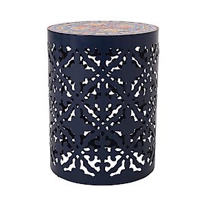 Christopher Knight Home Laurent Outdoor Lace Cut Side Table with Tile Top, Dark Blue