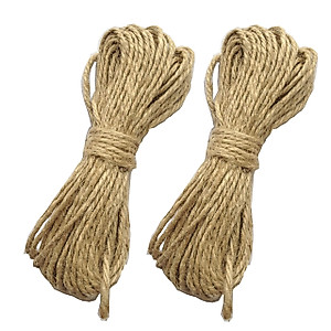 LWR CRAFTS Jute Rope 2.5mm 90ft Natural for Small Clothespins