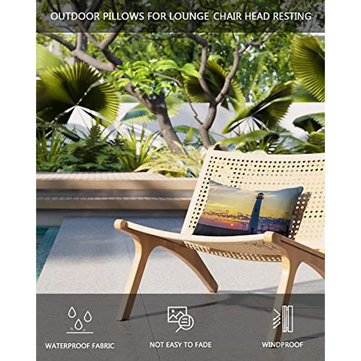 Recliner Head Pillow Ledge Loungers Chair Pillows with Insert Art Romantic Orange Ombre Love Heart Rose Lumbar Pillow with Adjustable Strap Outdoor Waterproof Patio Pillows for Beach Pool, 2 PCS