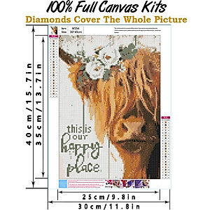 mllusxg Cow Diamond Painting Kits for Adults-Cow Diamond Art Kits for Adults, Cow Gem Art Kits for Adults for Gift Home Wall Decor(12x16inch) (1) (M354)