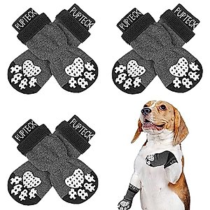PUPTECK Non Slip Dog Socks for Hot Pavement with Grips, Dog Shoes for Hardwood Floors Licking Booties for Small Medium Large Size Dogs, Summer Paw Protector Pads with Grips for Senior Dogs