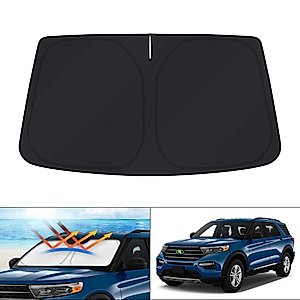 KUST Custom Fit Windshield Sun Shade for Ford Explorer 2020 2021 2022 2023 2024 Sunshade Foldable Window Sun Visor Protector Blocks UV Rays Keep Your Car Cooler