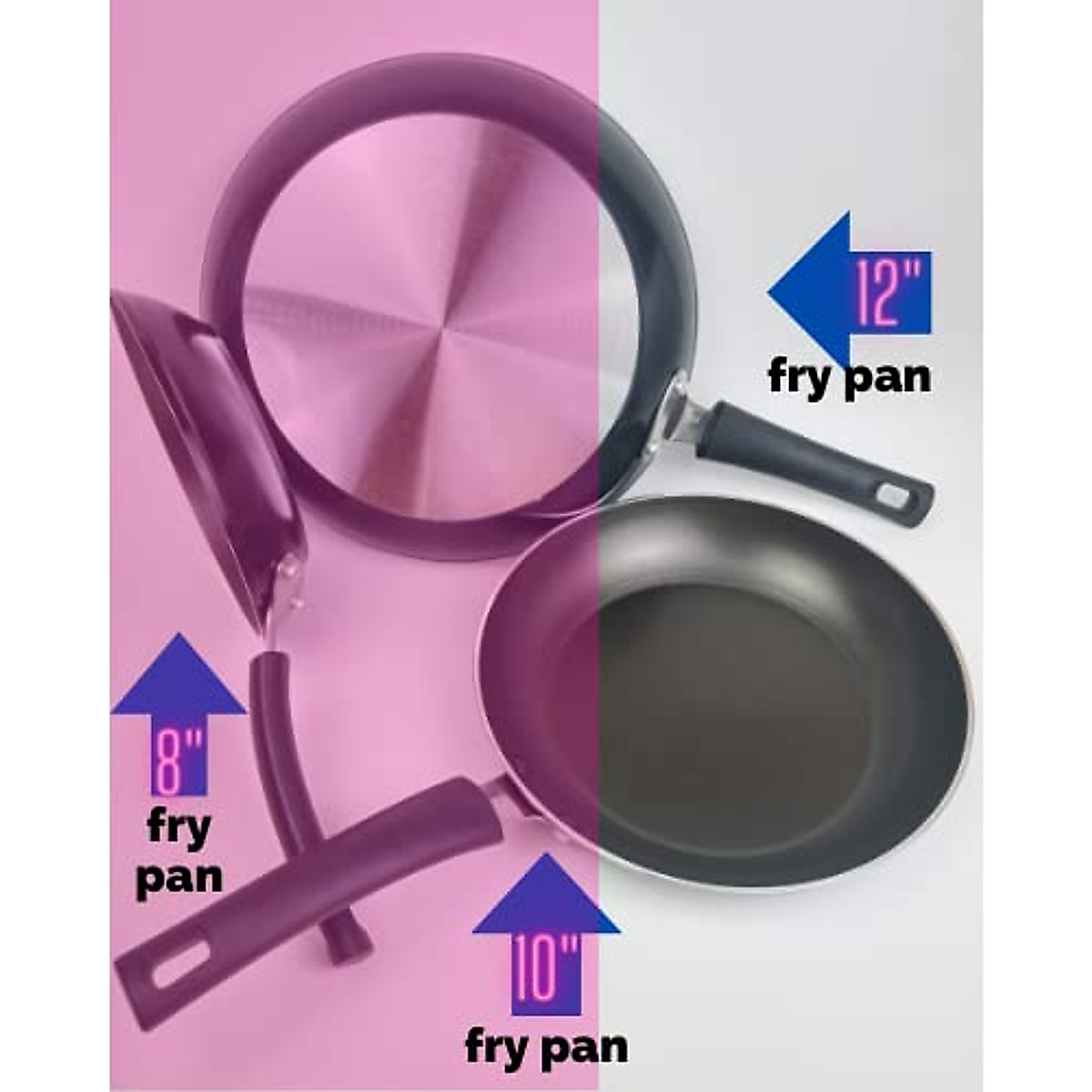 Berkley and Jensen Commercial Grade Non Sticking Frying Pan Set Of 3 (8inch , 10inch , 12inch )