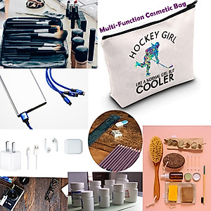 TSOTMO Hockey Sports Zipper Pouch Ice Hockey Gift Hockey Designs Hockey Like A Normal But Cooler Cosmetic Bag For Women (Hockey G)