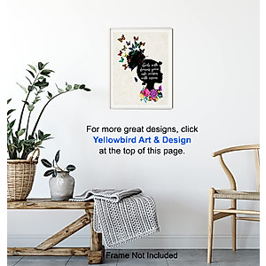 African American Girls Motivational Wall Art - Black Art - Inspirational Poster - Teens, Little Girls Bedroom, Kids Room - Positive Quotes - Encouragement Sayings - Daughter Gifts - Family Wall Decor