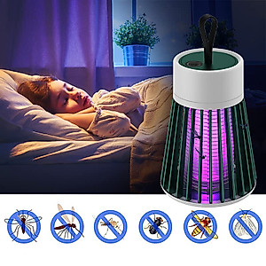 Bug Zapper, Mosquito Zapper Fly Trap Mosquito Killer Lamp USB Electric Radiationless LED Mute Bed Bug Killer Indoor for Mosquito Insect Gnat Moth Fruit Flies with a Small Brush (Decorative Buttons)