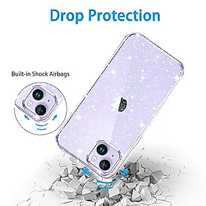 JJGoo Compatible with iPhone 14 Plus Case, Clear Glitter Sparkle Soft TPU Anti-Scratch Shockproof Protective Phone Bumper, Women Girls Cute Slim Bling Sparkly Phone Case for iPhone 14 Plus