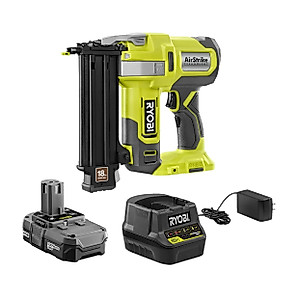 RYOBI ONE+ 18V 18-Gauge Cordless AirStrike Brad Nailer P321 with Battery and Charger (Renewed)