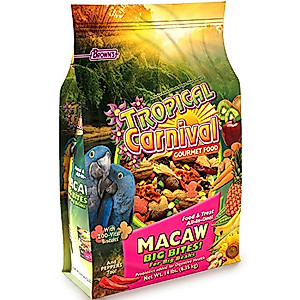 Tropical Carnival F.M. Brown's Gourmet Macaw Food Big Bites for Big Beaks, Vitamin-Nutrient Fortified Daily Diet with Probiotics for Digestive Health - 14lb