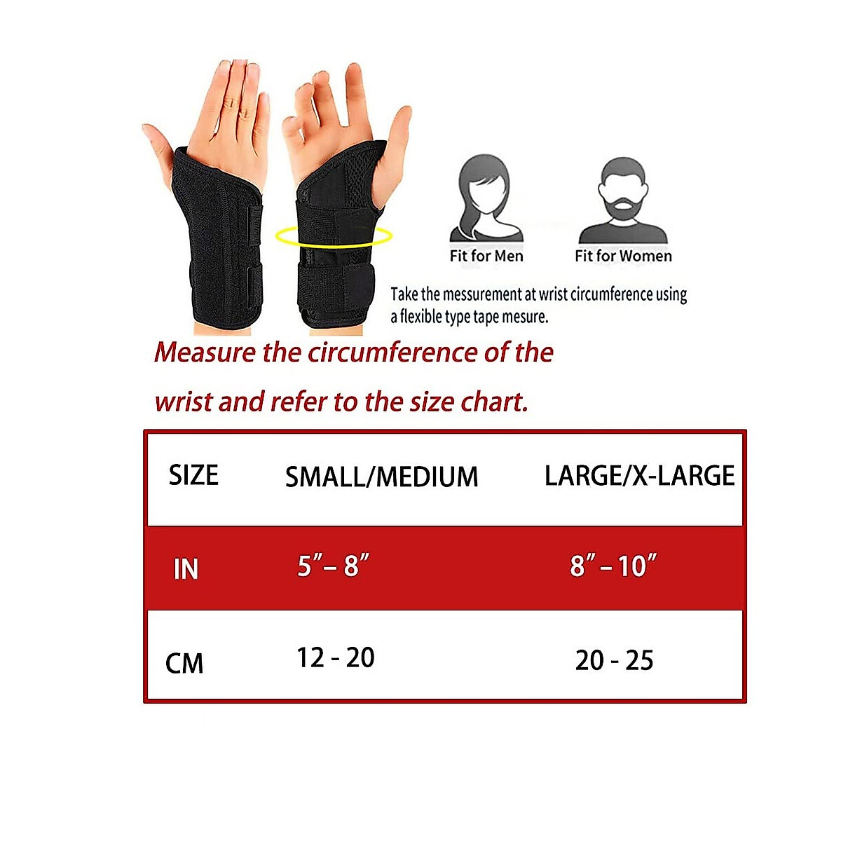 Left Wrist Brace for Carpal Tunnel, Compression Sleeve Adjustable Straps, Right Left Hand for Men Women, Night Wrist Sleep Supports Splints Arm Stabilizers, Suitable for Arthritis, Pain, Relief, Tendonitis, Wrist Pain, Sprain, Sport (Left Hand-Gray, Large