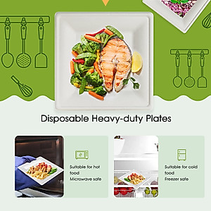 ECOLipak 120 Pack Compostable Paper Plates, 10 inch and 8 inch Heavy Duty Disposable Square Plates, Eco friendly Sugarcane Biodegradable Plates for Party Dinner Birthday