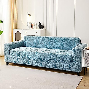 GUYIRT Sofa Slipcovers 3 Seater, Jacquard Couch Sofa Cover, Form Fit Slip Resistant Universal Furniture Protector for Living Room-Blue-4 Seater 235-300cm