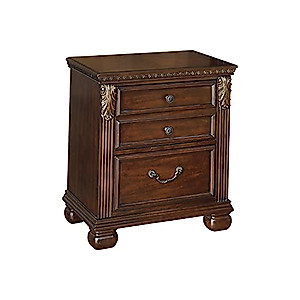 Signature Design by Ashley Leahlyn Traditional 2 Drawer Nightstand, Warm Brown