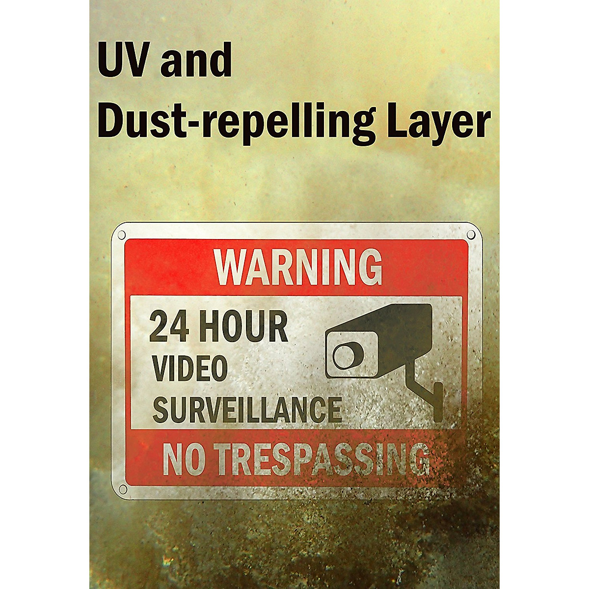 WISLIFE Video Surveillance Sign Set, 2 (10" X 7") Aluminum Warning Signs & 6 (6"X6") Window Stickers, Video Security Signs